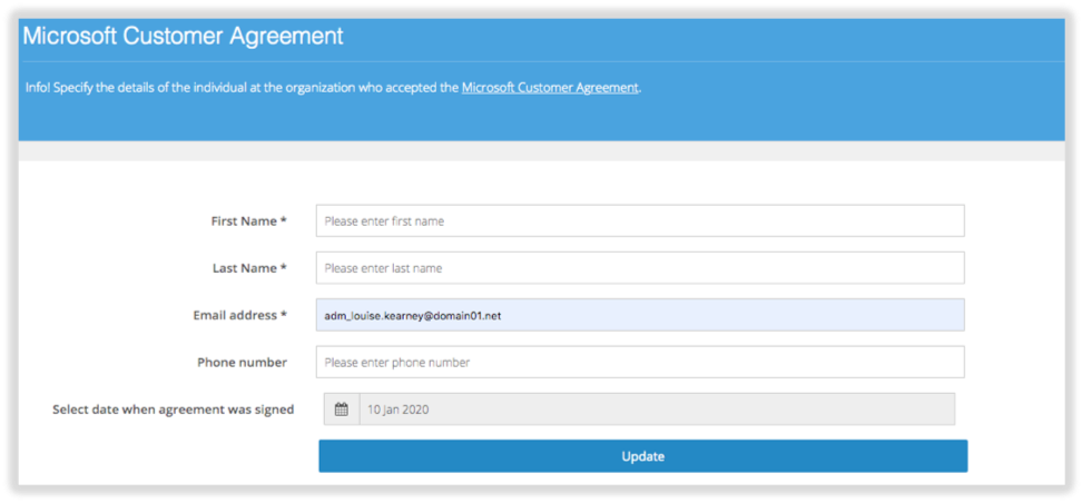 How do I accept the Microsoft Customer Agreement in Cloudmore? How do I accept the Microsoft Customer Agreement in Cloudmore?